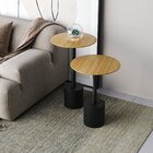Conjunto Mesa Lateral De Canto Parma 65cm X 40cm Marrom Natural/preto ...