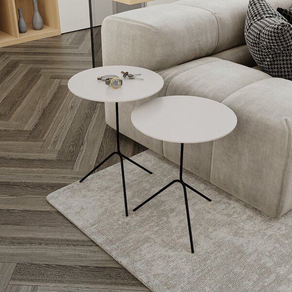 Conjunto Mesa Lateral De Canto Pugly 55cm X 40cm Cinza Fendy/preto ...