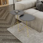 Conjunto Mesa Lateral De Canto Pugly 55x40x40cm Preto/dourado Preto ...