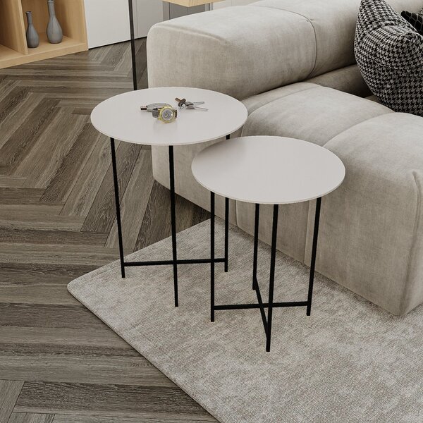 Conjunto Mesa Lateral De Canto Rome 57cm X 45cm Cinza Fendy/preto Fendy ...