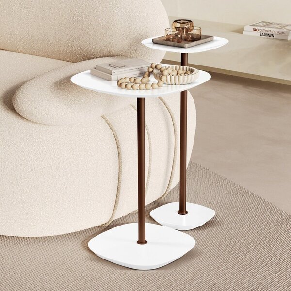 Conjunto Mesa Lateral Florença Alta E Baixa - Lf 049 Branco/café Branco ...