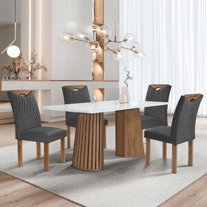 Conjunto Mesa Stella Ripada 120cm Com 4 Cadeiras Stella Tampo Smart ...