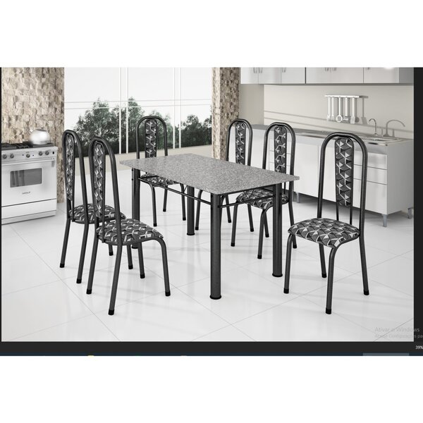 Conjunto Mesa Tubular Com 6 Cadeiras Atenas Tubos Prata Martelado ...