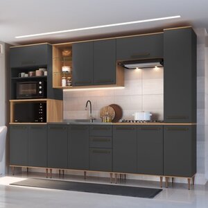 Conjunto Modulado De Cozinha 2 Gavetas 2 Fornos Isabelle I Freijó ...