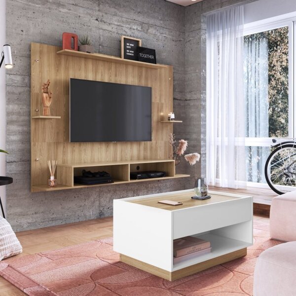 Conjunto Painel Para Tv Até 55 Polegadas Com Mesa De Centro Cremona ...