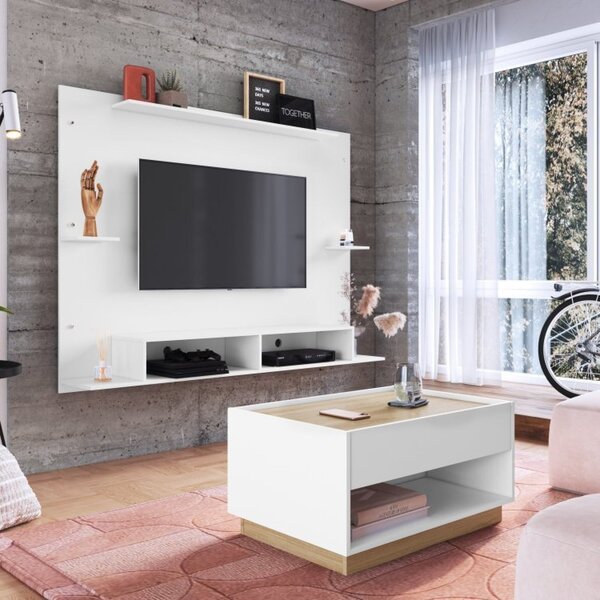 Conjunto Painel Para Tv Até 55 Polegadas Com Mesa De Centro Cremona ...