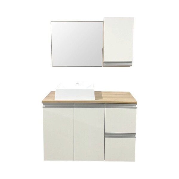 Conjunto Para Banheiro Com Cuba E Espelheira Prisma Branco/tropical ...