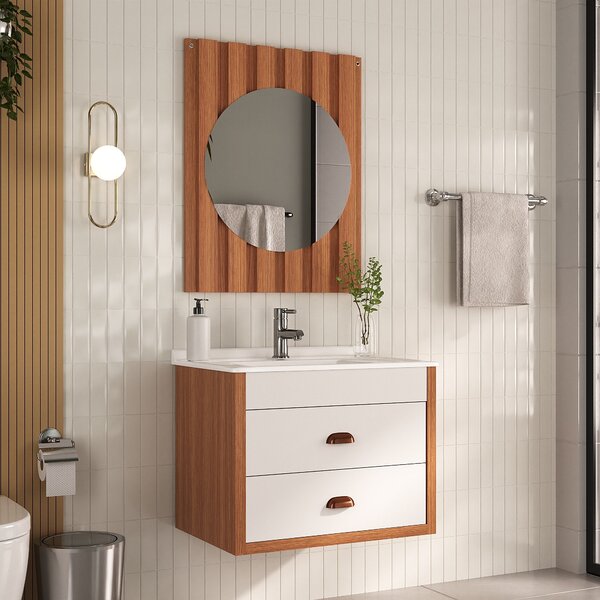 Conjunto Para Banheiro Completo Com Gabinete Suspenso 65cm 2 Gavetas ...