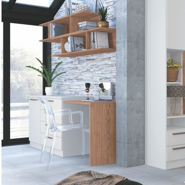 Conjunto Para Escritório Com Mesa Complementar,, Módulo E Cômoda 4 ...