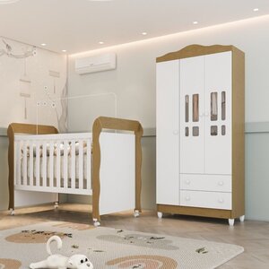 Conjunto Quarto Bebê Berço Mini Cama Mirelle Guarda Roupa 3 Portas 100% ...