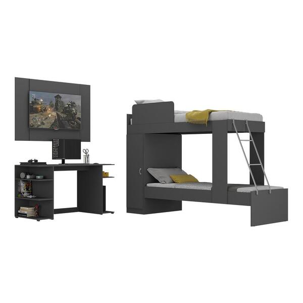 Conjunto Quarto Beliche E Mesa Gamer Com Painel Tv Até 65" Multimóveis ...