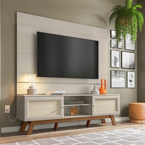 Conjunto Rack Com Painel Para Tv Até 60 Polegadas Ema Retrô Rattan Cabecasa Madeiramadeira ...