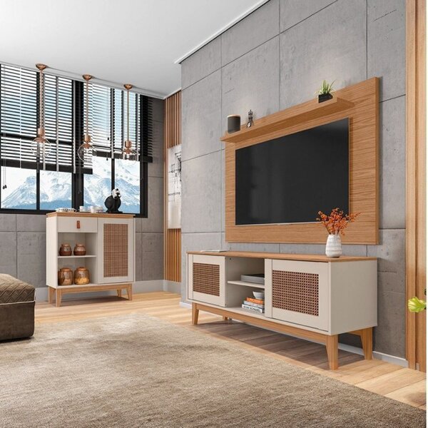 Conjunto Rack Com Painel Para Tv Até 60 Polegadas Retrô Safira Aparador Rubi Casa D | Leroy Merlin