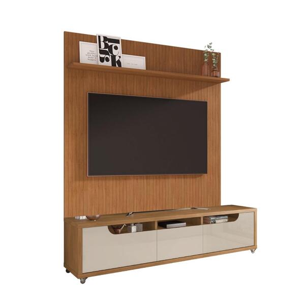 Conjunto Rack E Painel 60 Polegadas Doncic Cedro Off White | Leroy Merlin