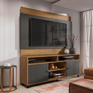 Conjunto Rack E Painel Para Tv Lunaris Freijó Grafite | Black Friday ...