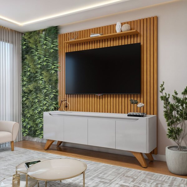 Conjunto Rack Grécia 180cm Com Painel Ripado Para Tv De Até 75 Polegadas Paris Naturalle | Leroy ...
