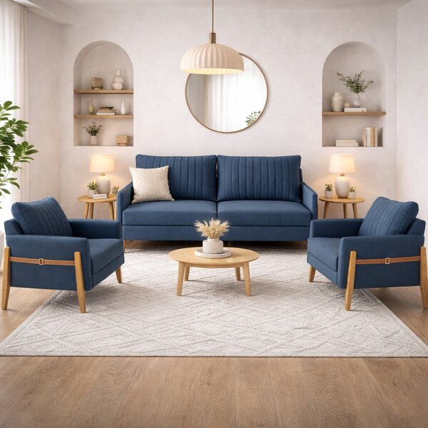 Conjunto Sala De Estar Orion Com 1 Sofá 2 Lugares Living E 2 Poltronas ...
