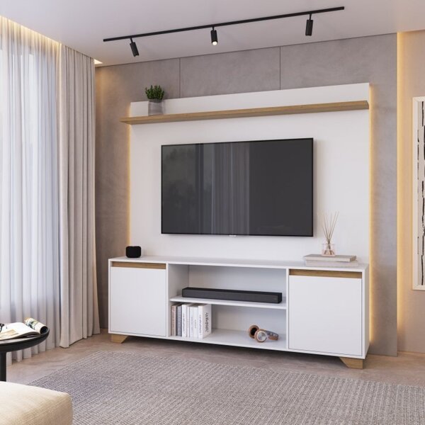 Conjunto Sala De Estar Rack 2 Portas Com Painel Para Tv Até 42 Polegadas Benevello Branco/siena ...