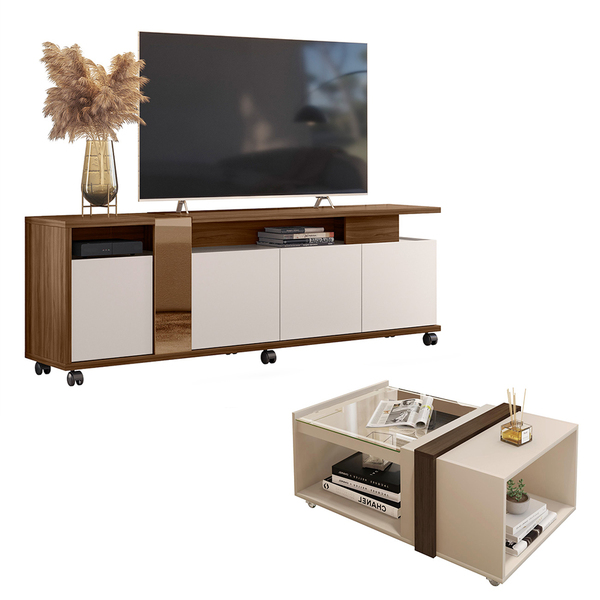Conjunto Sala De Estar Rack Bancada E Mesa Columbus Caemmun | Leroy Merlin