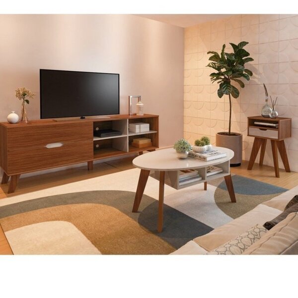 Conjunto Sala De Estar Rack Para Tv Até 60 Polegadas Com Mesa De Centro ...