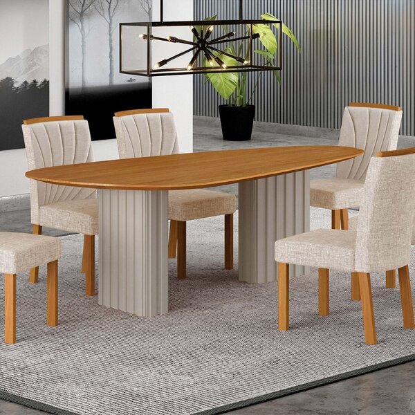 Conjunto Sala De Jantar 6 Cadeiras Mdf Tampo Orgânico Off White ...