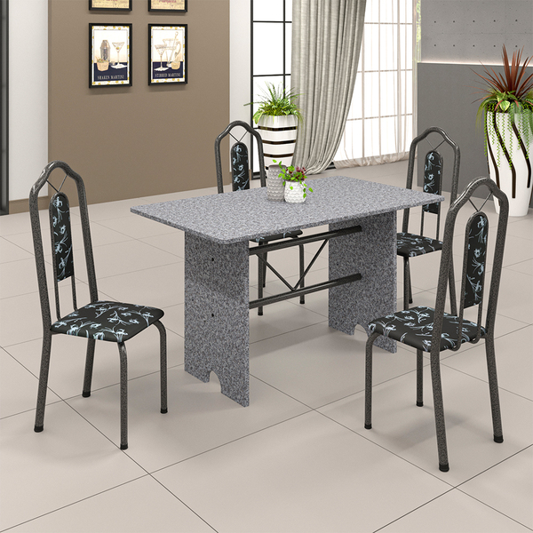 Conjunto Mesa 120x75cm Tampo Granito C/ 4 Cad Bianca Soma Móveis ...