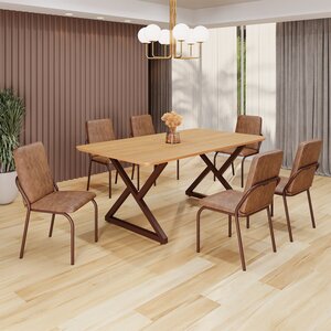 Conjunto Sala De Jantar Mesa 160x90cm Base Império Tampo Mdf Malibu ...