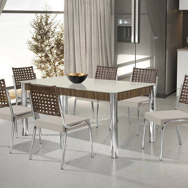 Conjunto Sala De Jantar Mesa Natani 160x90cm Com 6 Cadeiras Natani ...
