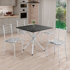 Conjunto Sala De Jantar Mesa Quadrada 70x70cm Tampo Madeira Mdp Indiana ...