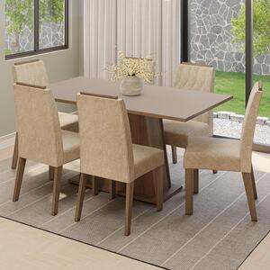 Conjunto Sala De Jantar Tampo De Madeira 6 Cadeiras Rustic/crema ...