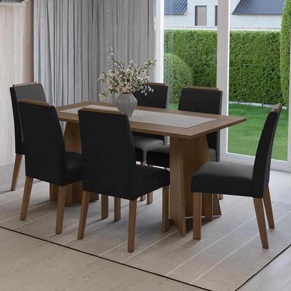 Conjunto Sala De Jantar Tampo De Madeira 6 Cadeiras Rustic/oxford Soho ...