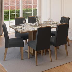 Conjunto Sala De Jantar Tampo De Vidro 6 Cadeiras Rustic/oxford Azaleia ...