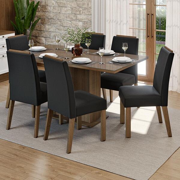 Conjunto Sala De Jantar Tampo De Vidro 6 Cadeiras Rustic/oxford Dália ...
