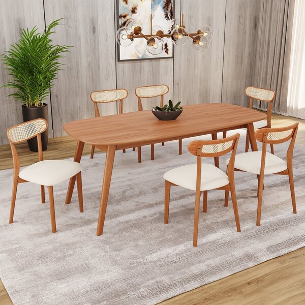 Conjunto Sala Jantar Mesa 180x80cm 6 Cadeiras Tampo Mdf Laminado ...