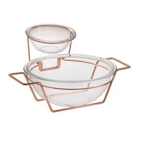 Conjunto Saladeira De Vidro Com Molheira Forma Inox Cobre | Leroy Merlin