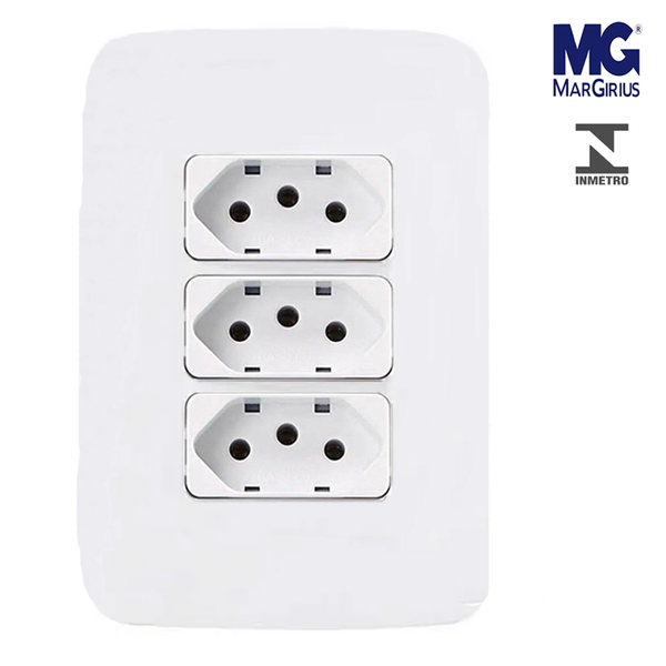 Conjunto Tomada Tripla Branca 10a 4x2 Margirius B3 | Leroy Merlin