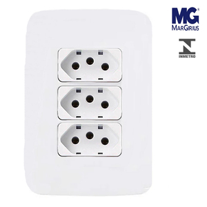 Conjunto Tomada Tripla Branca 20a 4x2 Margirius B3 | Leroy Merlin