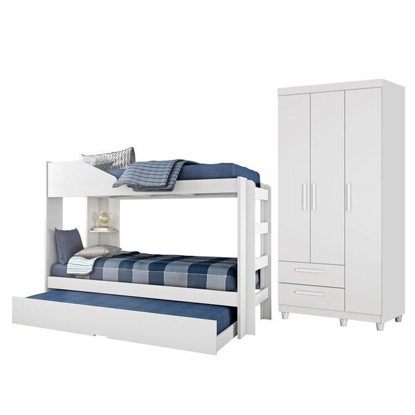 Conjunto Treliche Solteiro Siena E Guarda-roupa Solteiro 3 Portas 2 ...