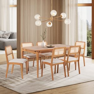 Conjuto Sala De Jantar Com 1 Mesa Tampo Laminado 160cm E 6 Cadeiras ...
