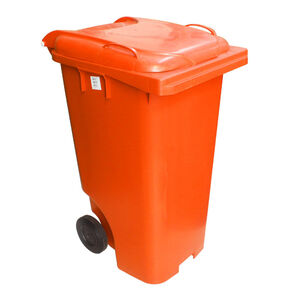 Lixeira Container Laranja Com Roda 240 Litros Jsn | Leroy Merlin