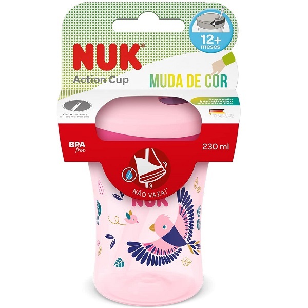 Copo Antivazamento Action Cup Muda De Cor 230ml Nuk Pa7643 - Rosa ...