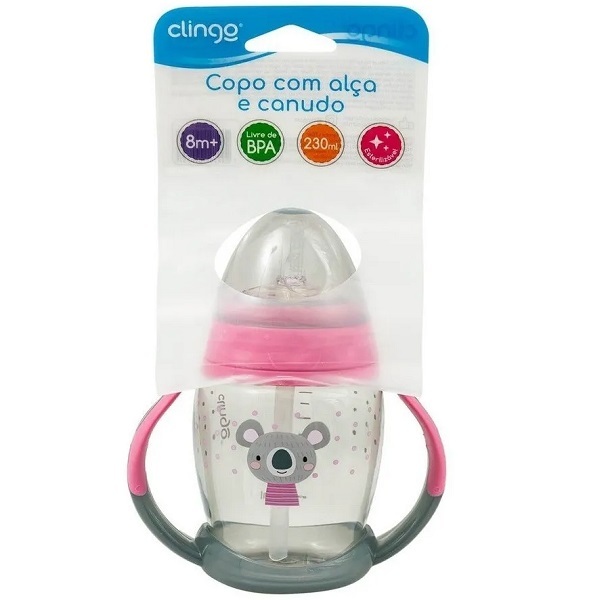 Copo De Transição Com Canudo E Alça 230ml Clingo - Coala | Leroy Merlin