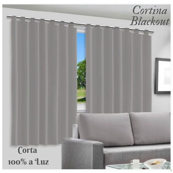 Cortina Blackout Cinza Corta Luz 2 80 X 1 40 Metros Para Varão Normal ...