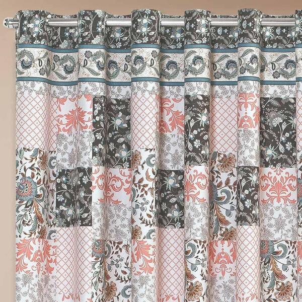 Cortina Stella Varão Corta Luz Tecido Sarja 3,00m X 2,35m - Salmão Mix Patchwork | Leroy Merlin