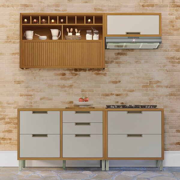 Cozinha 4 Peças Armário Geladeira Ripado Imperatriz 100% Mdf Freijó/off ...