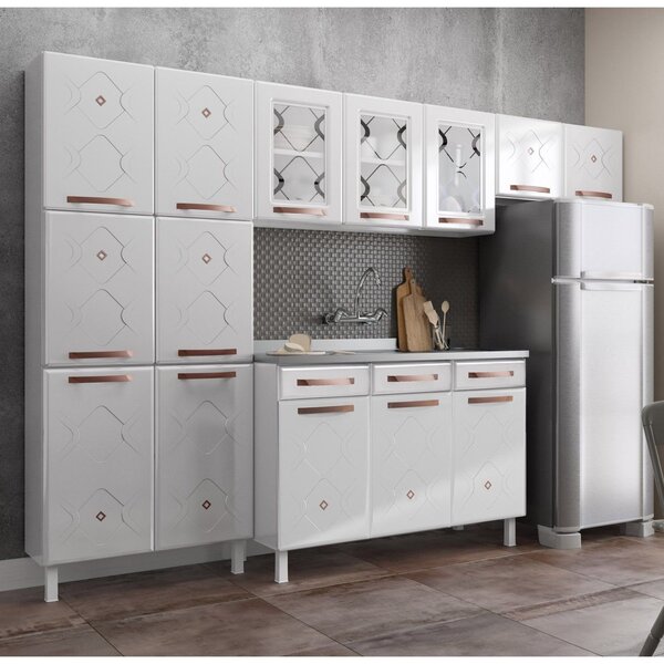 Cozinha Aço Completa Modulada 3 Vidros Mirage New Telasul Branco ...
