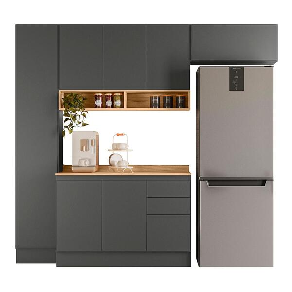 Cozinha Compacta Acacia 240cm Com 7 Portas 3 Gavetas Rodape | Leroy Merlin