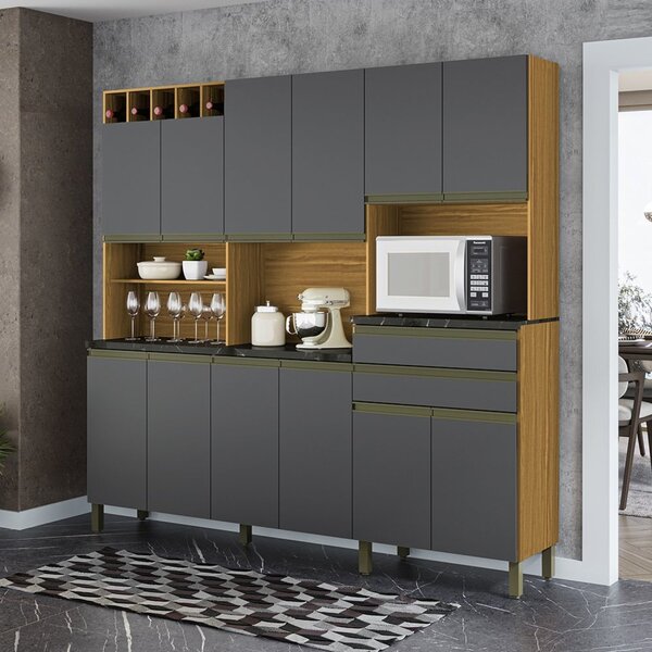 Cozinha Compacta Com 12 Portas 2 Gavetas E Espaço Para Micro-ondas 100% ...