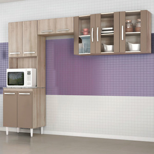 Cozinha Compacta Com Armário Para Forno/ Micro-ondas E Armários Aéreos ...