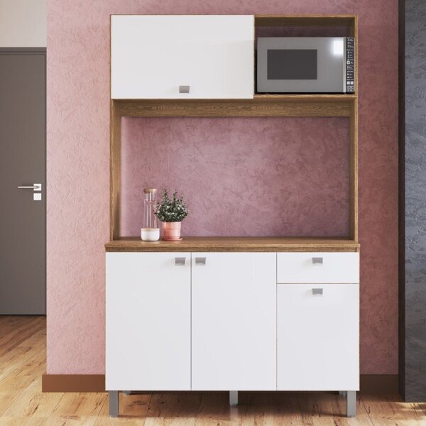 Cozinha Compacta Com Tampo 4 Portas 1 Gaveta Helena Marrom/whisky ...